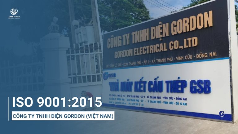 越南亚瑞仕向 GORDON ELECTRICAL COMPANY LIMITED 颁发 ISO 9001:2015 认证证书 - Công ...